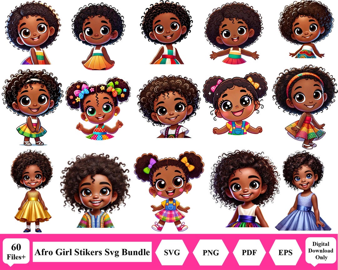 African American Baby Girls Clipart Set - African American Baby Girls ...