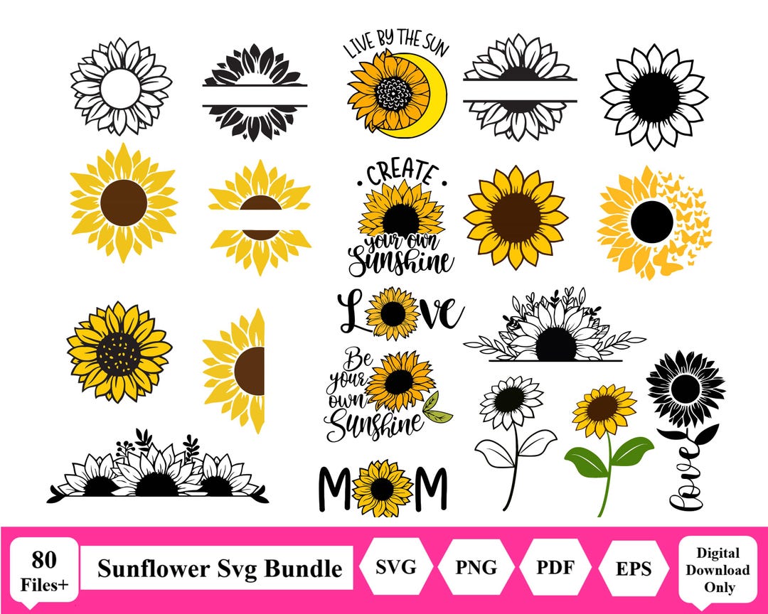 Sunflower SVG Bundle, Sunflower Monogram Svg, Floral,bundle, T-shirt ...