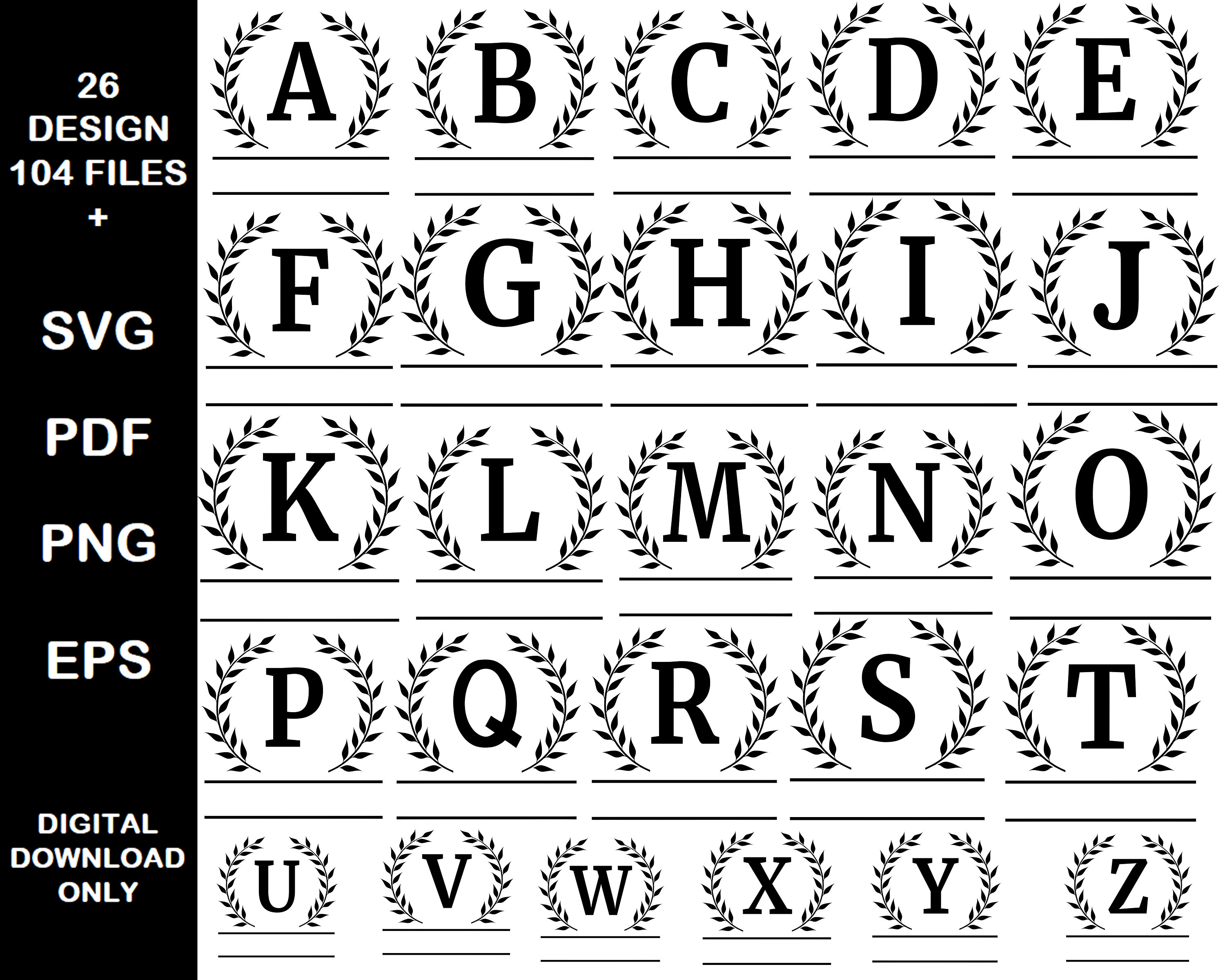 Font Monogram Svg Bundle, Split Monogram Letters Svg, Family Monogram ...