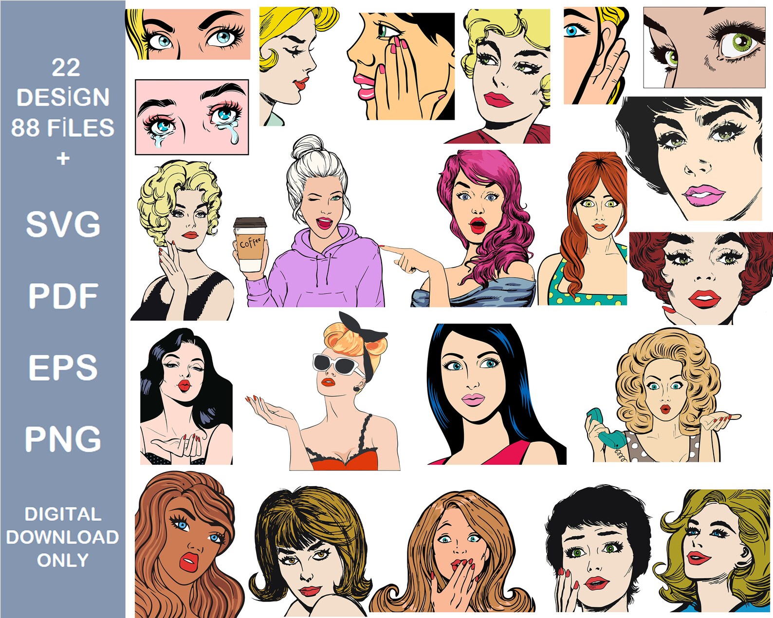 Retro Woman SVG Bundle Retro Woman Face Sgv Woman Face Svg - Etsy