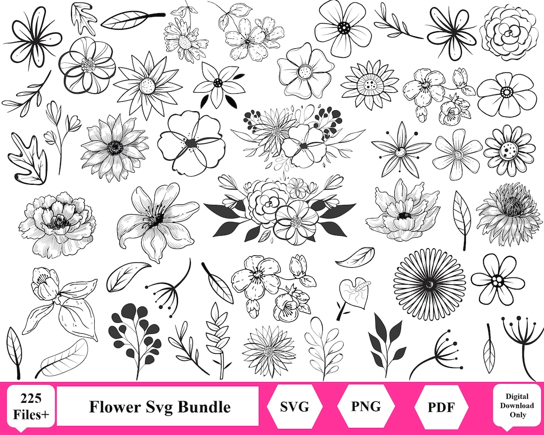 75 Flower Svg Bundle | Floral Svg Bundle | Flower Svg | Floral Svg ...