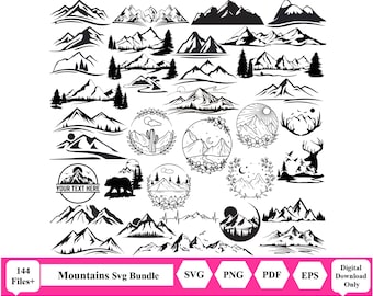 Mountains SVG PNG Trees Svg Forest Svg Cricut Mountain Svg Clipart ...