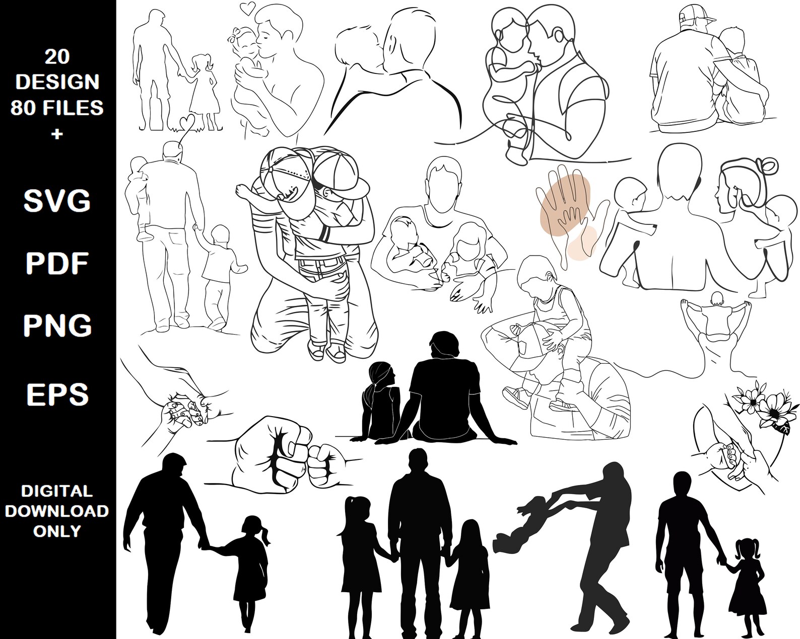 Fathers Love Svg Bundle, Father and Child Svg, Eps, Png, Pdf, Dad Quote ...