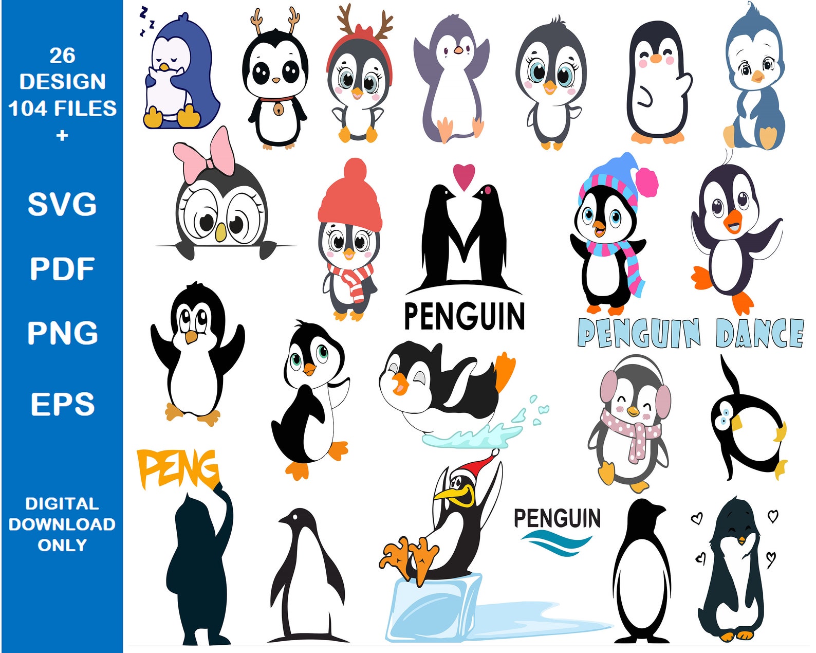 Penguin SVG Bundle, Penguin Svg, Penguin Clipart, Penguin Silhouette ...
