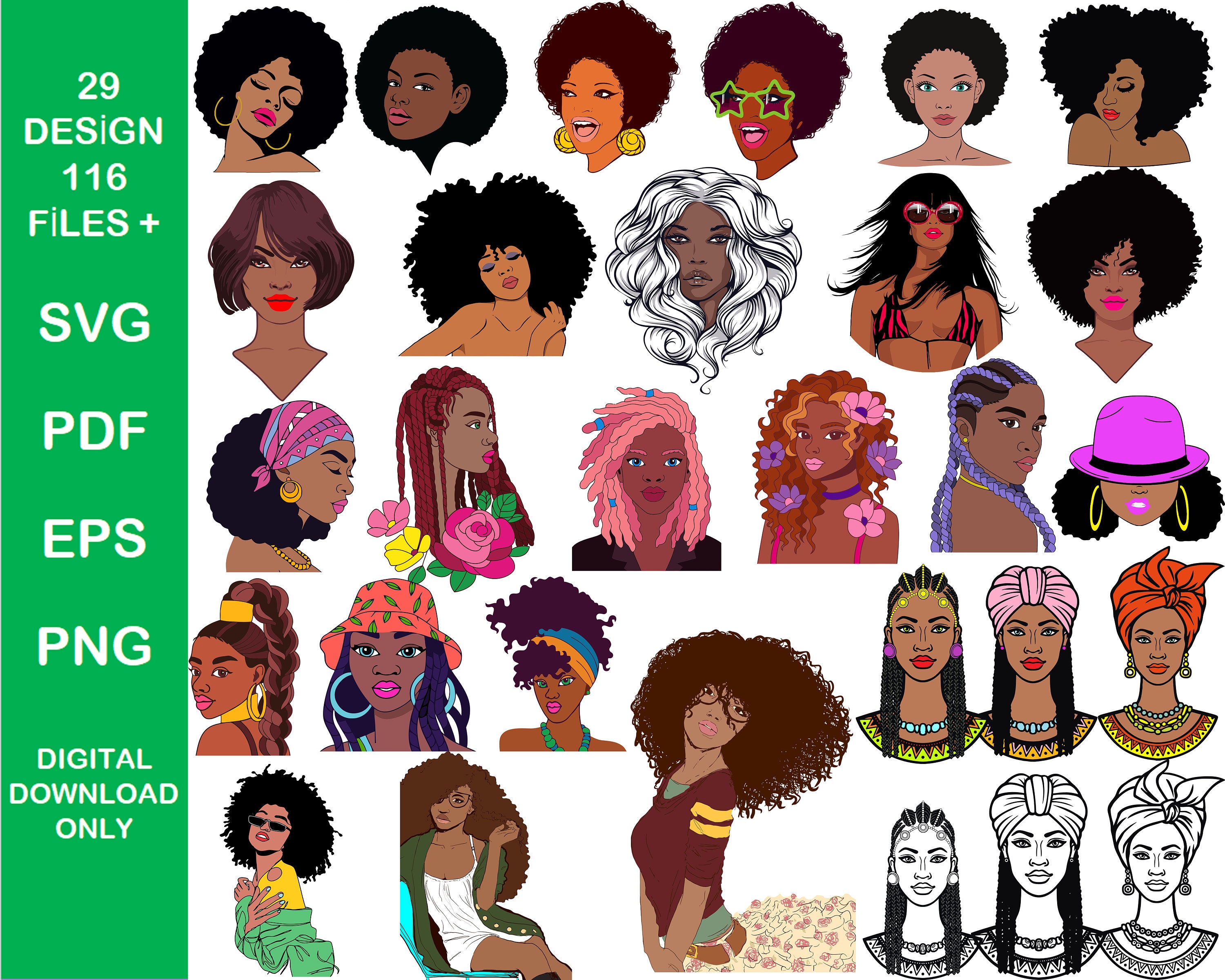 Peekaboo Girl Svg, Afro Woman SVG Bundle Afro Queen Svg African ...