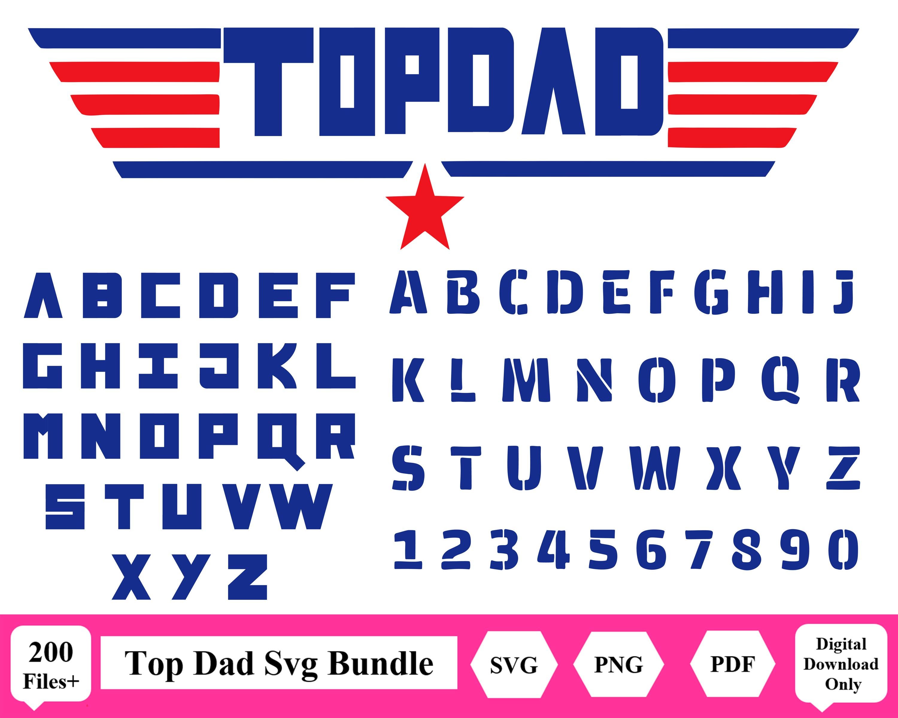 Top Dad Font Set Alphabet Top Dad Letters, Top Dad Font Digital Movie ...