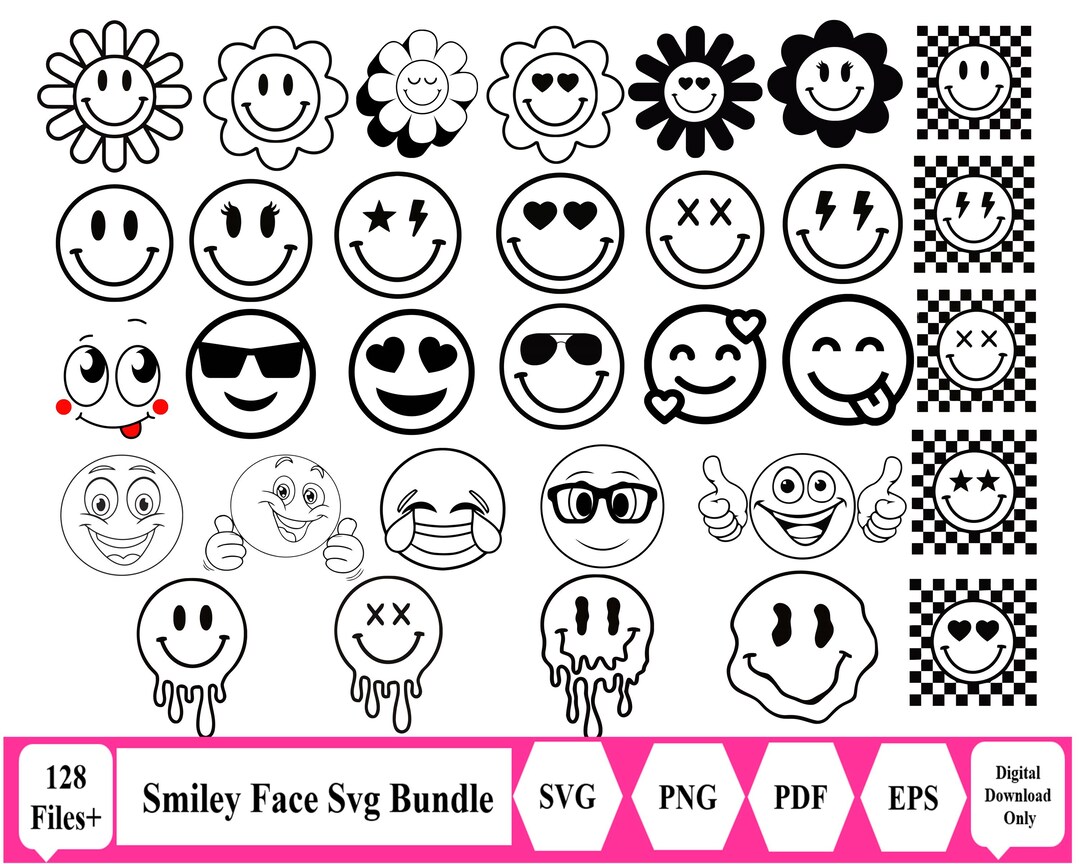 Smiley Face SVG Bundle, Smiley Face SVG, Smile SVG, Trippy Svg, Svg ...