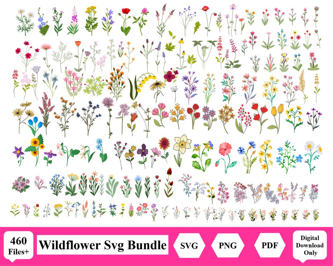 460+ Wildflower SVG Bundle Wildflower Vector Wildflower Silhouette ...