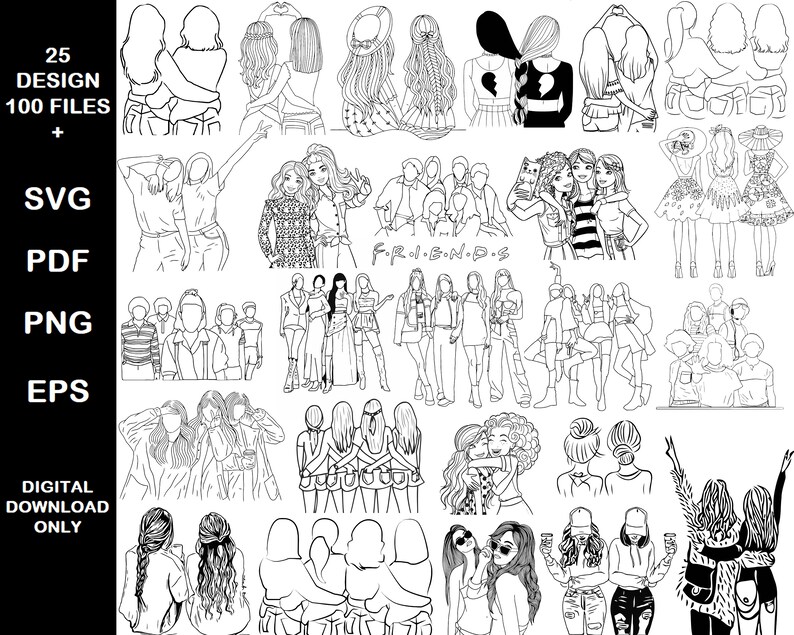 Best Friends SVG Bundle Besties SVG Friendship Day SVG Friends Forever ...