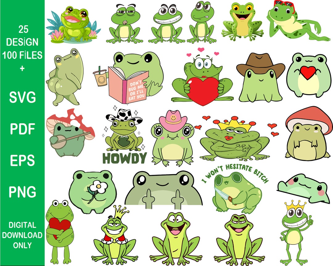Cute Funny Frog Svg Png Cute Trendy Frog Design Perfect for T-shirts ...