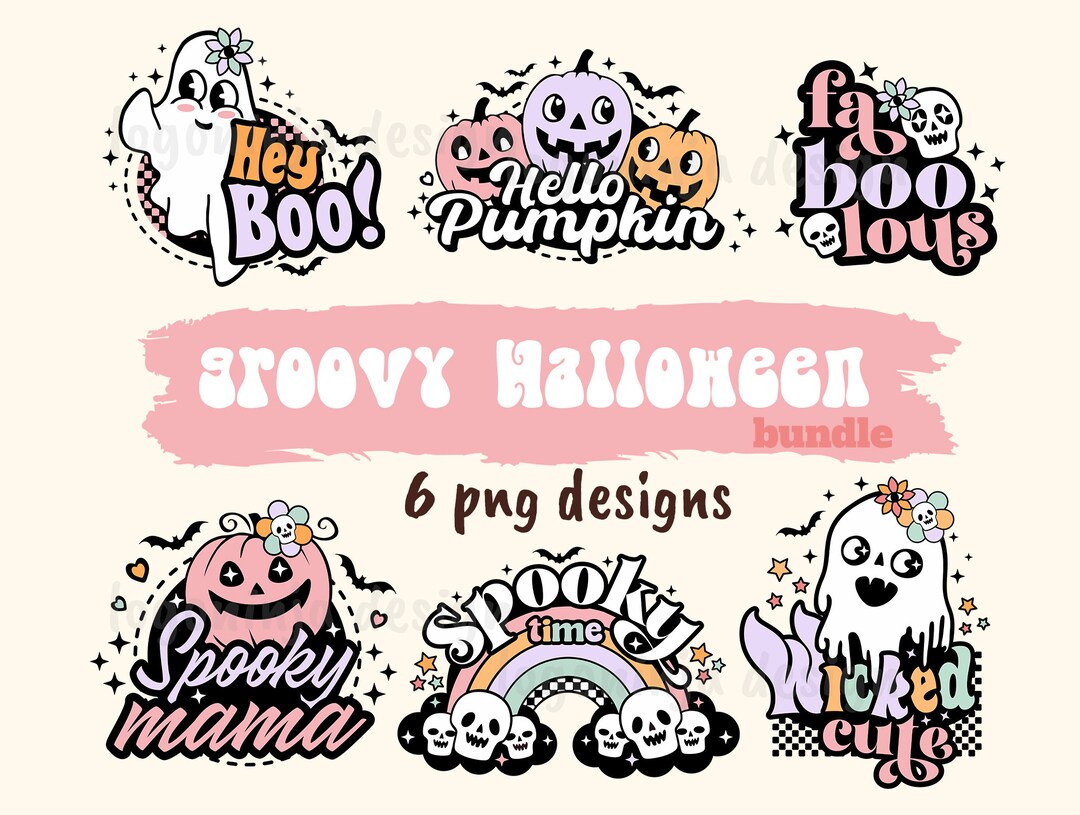 Groovy Halloween Clipart Bundle Halloween PNG Retro Halloween - Etsy
