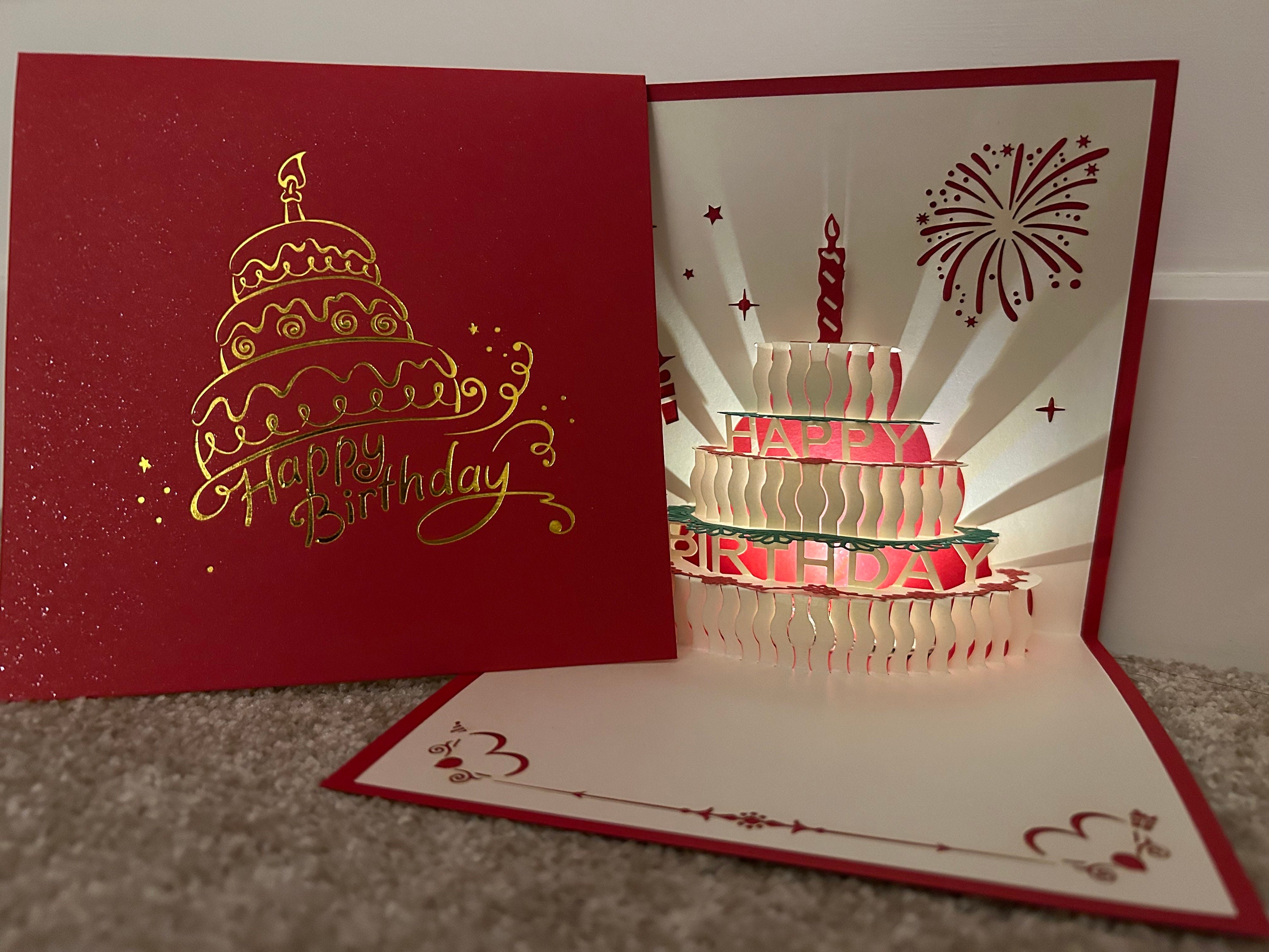 Pop up Musical Birthday Card 3D Birthday Card With Light and Switch ...