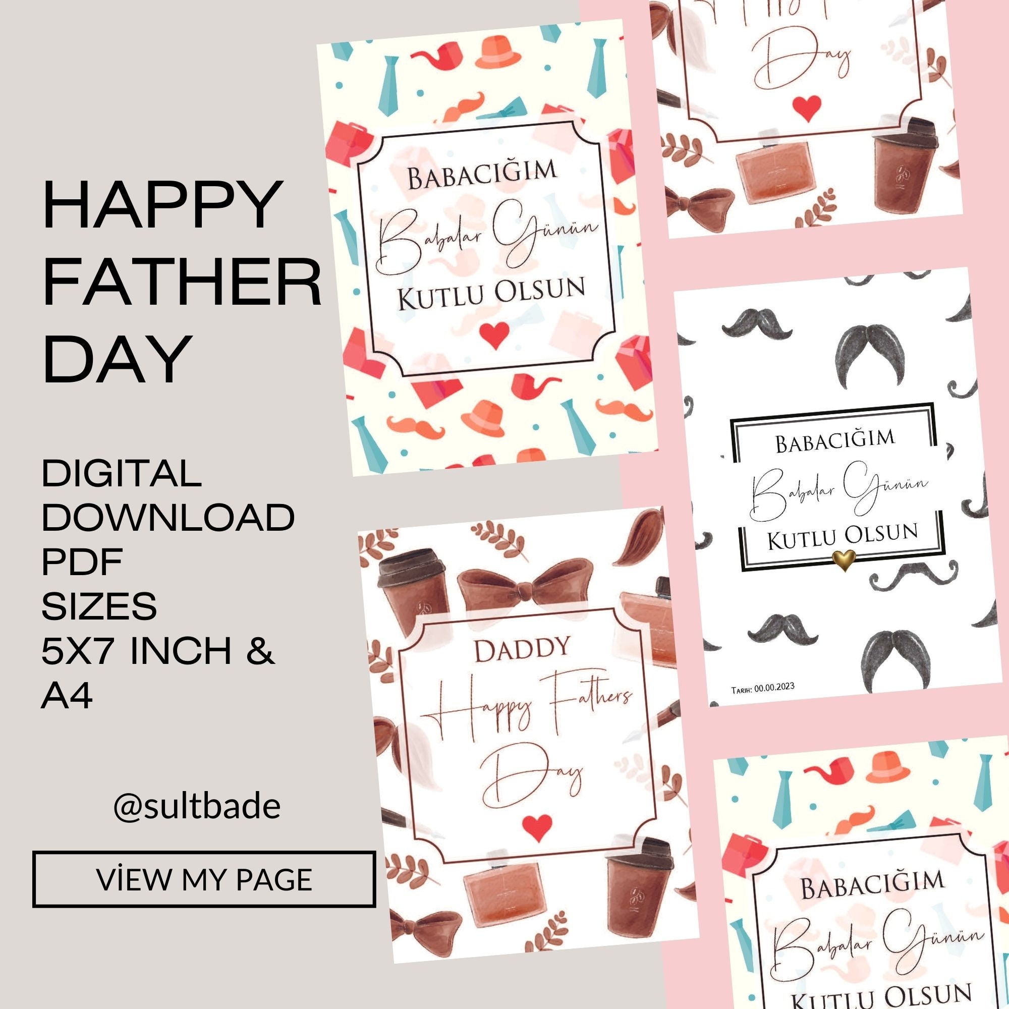 Happy Fathers Day Card,printable Card, 3 Set Card, Instant Download PDF ...