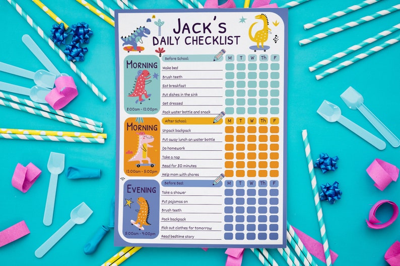 Kids Daily School Checklist Schedule Printable,animal Themed,editable ...