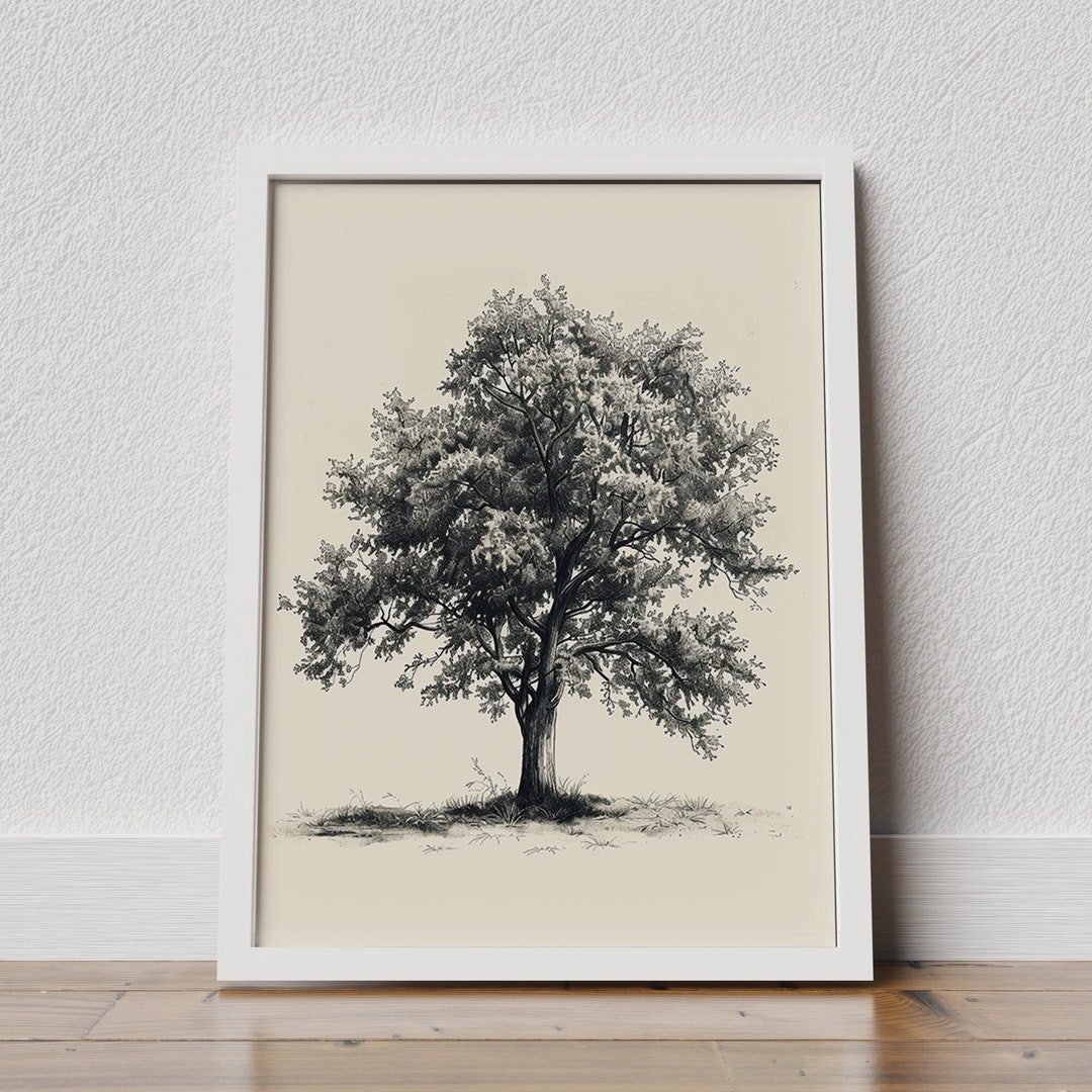 Vintage Tree Sketch, Nature Print, Drawing Tree, Neutral Wall Art ...