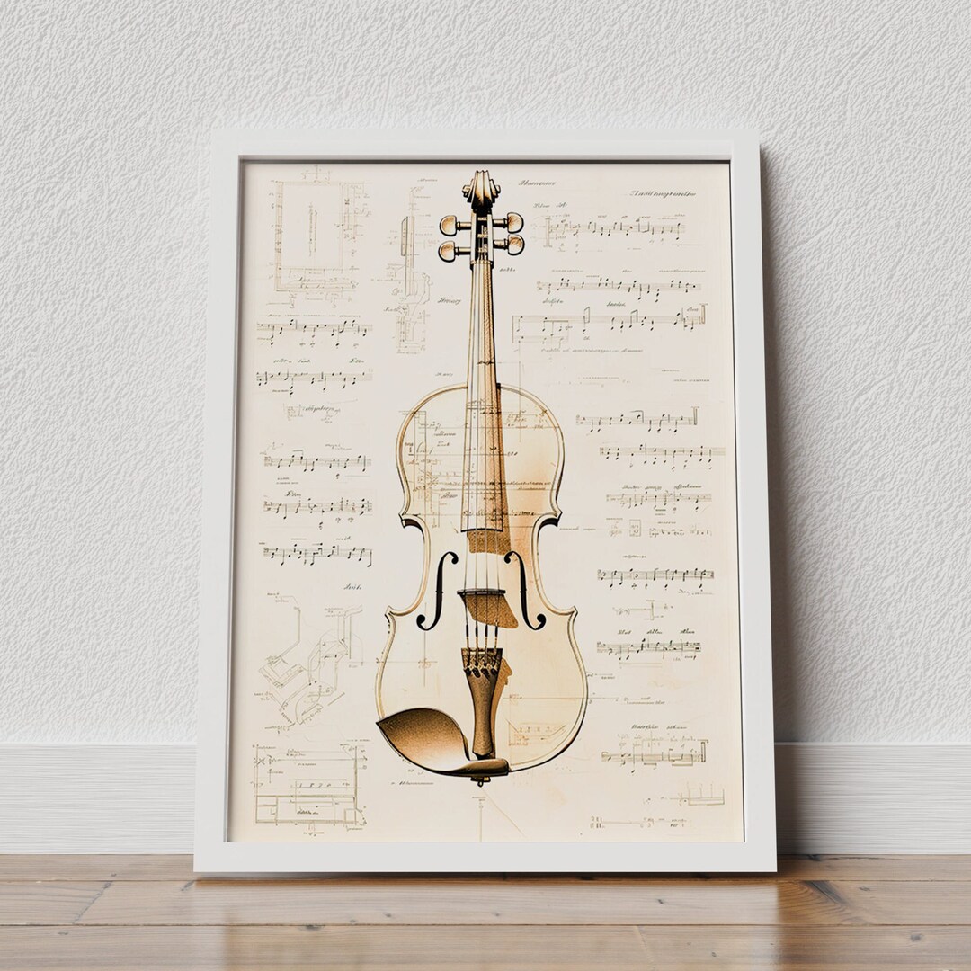 Vintage Violin Poster - Retro Music Decor, Digital Download, Jazz Music ...