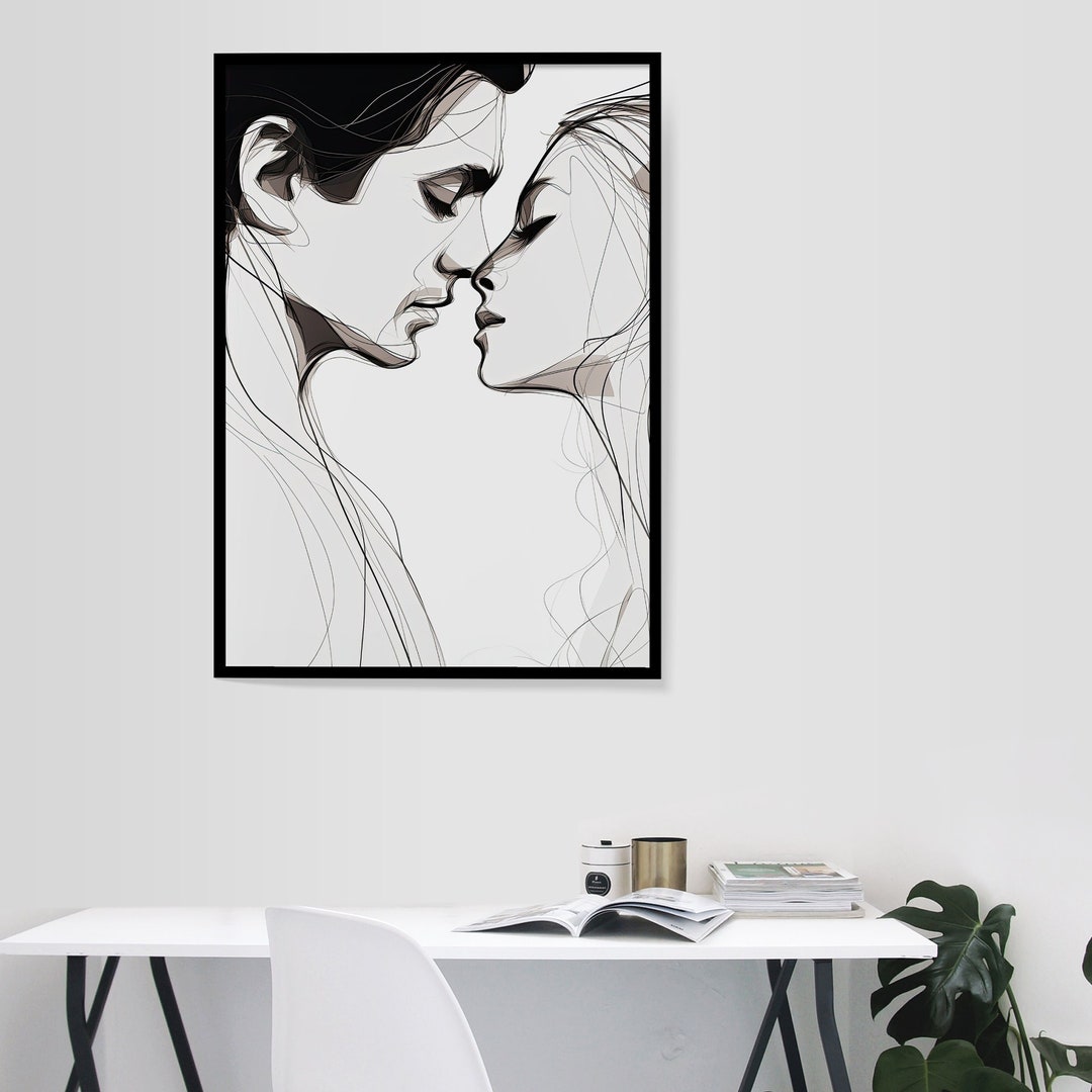 Simple Line Art Simple Line Art Couple Poster Lovers Line - Etsy