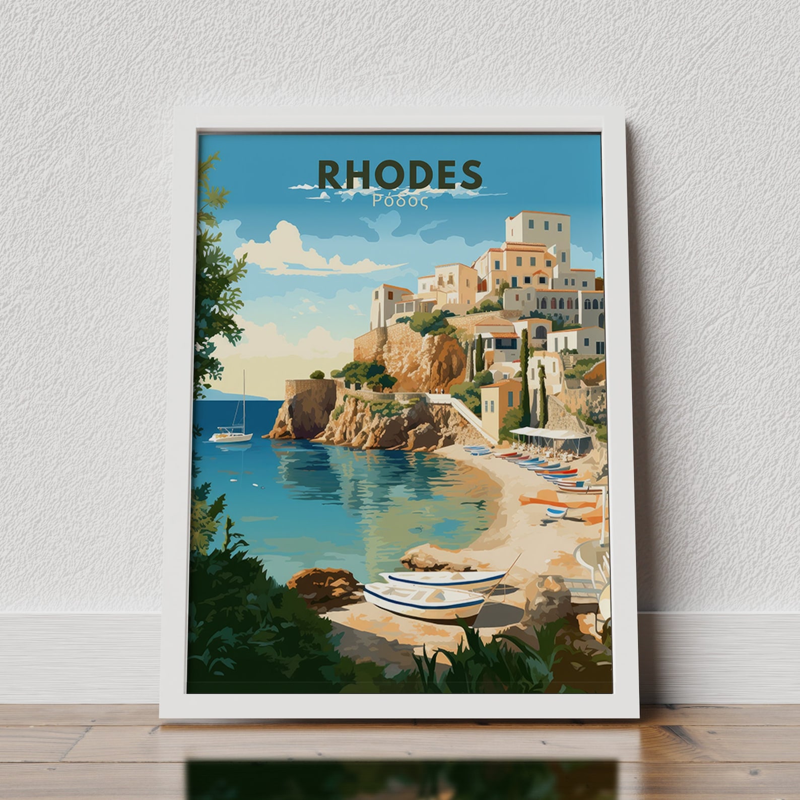 Rhodes Greece Print, Rhodes Print, Rhodes Painting, Rhodes Greece Wall ...