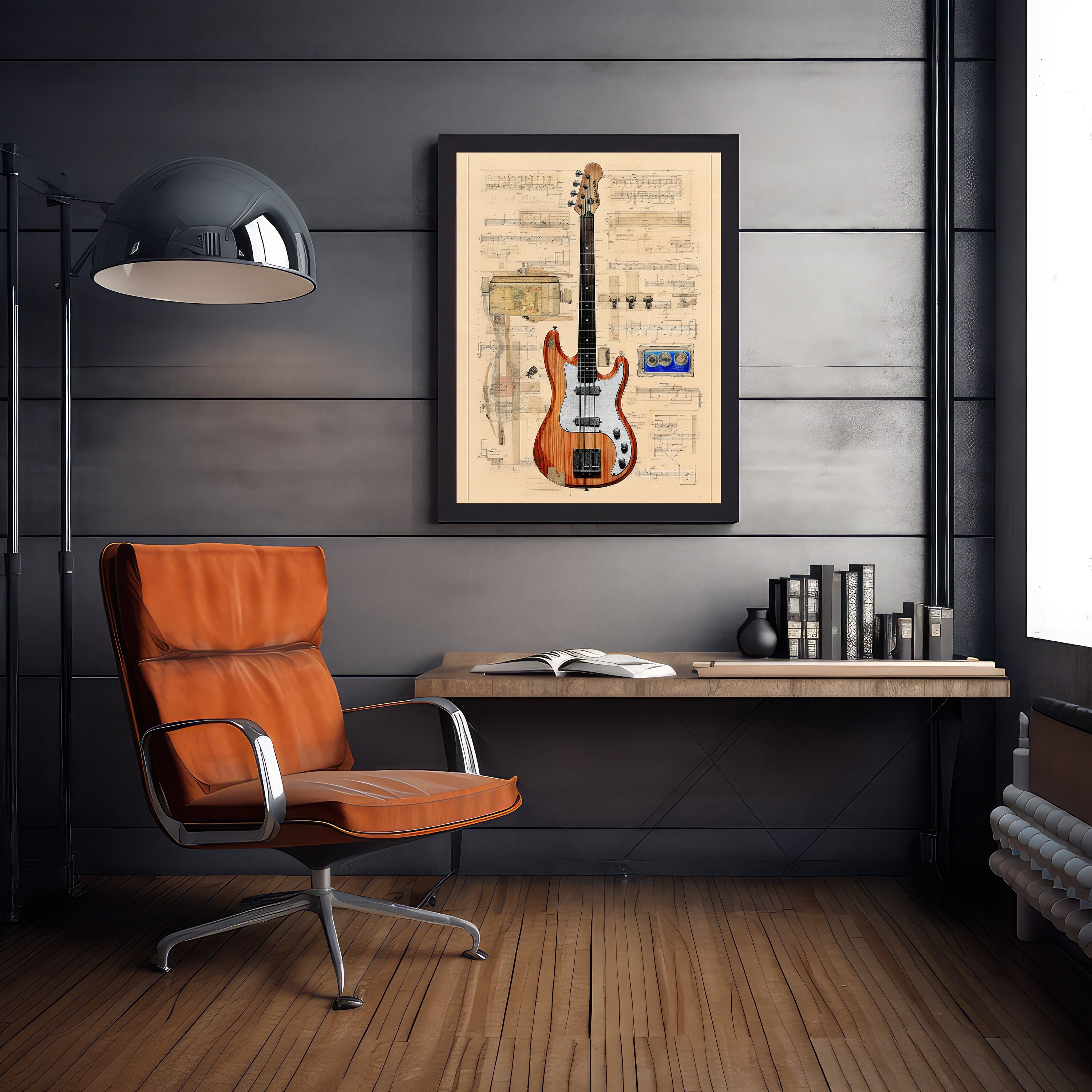 Vintage Bass Guitar Poster: Retro Music Room Decor (digital Download ...