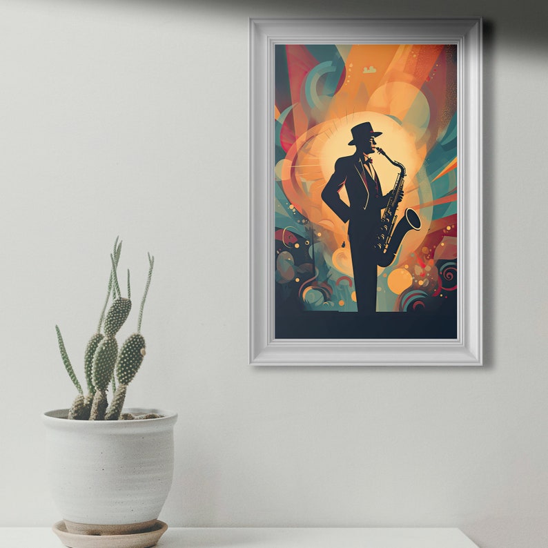 Saxophone Poster, Jazz Player Poster, Retro Music Poster, Blues Music ...