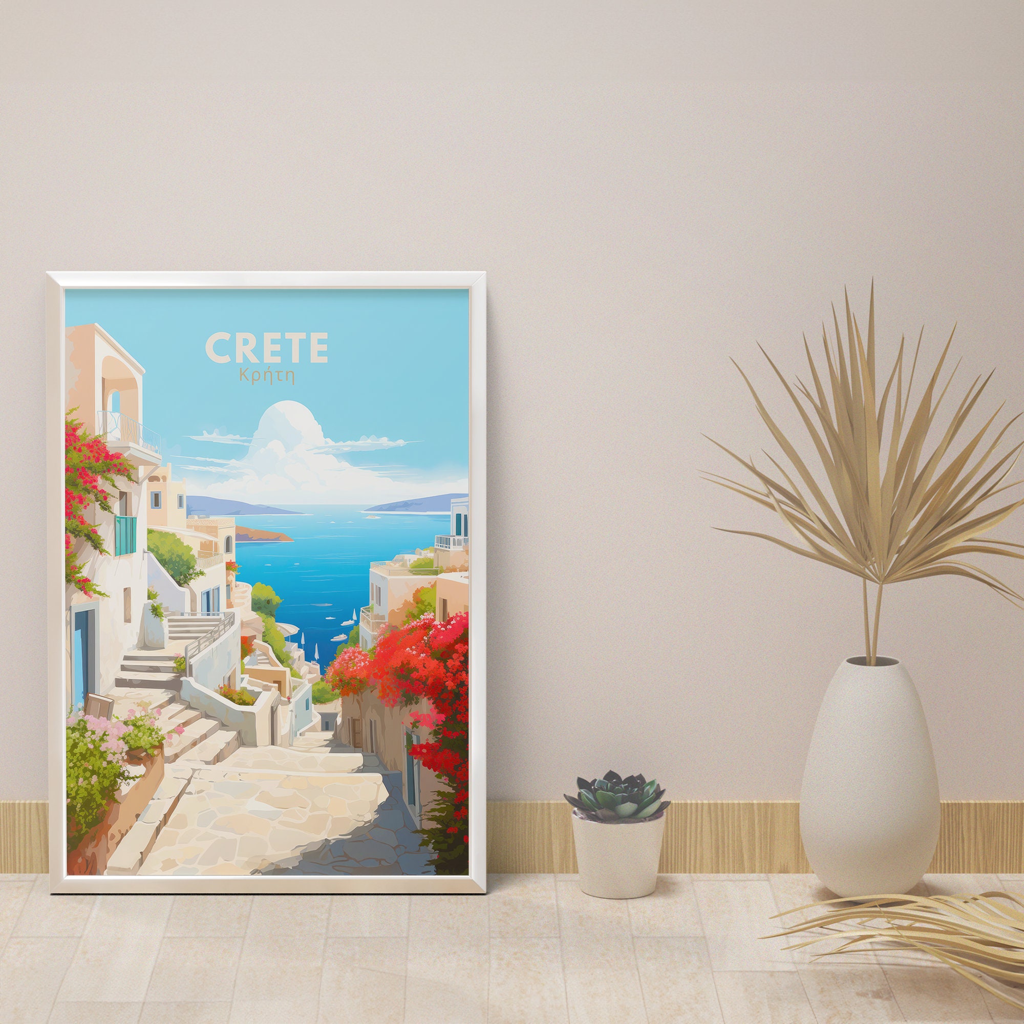 Crete Poster, Greece Poster, Crete Wall Art, Greece Poster Blue ...