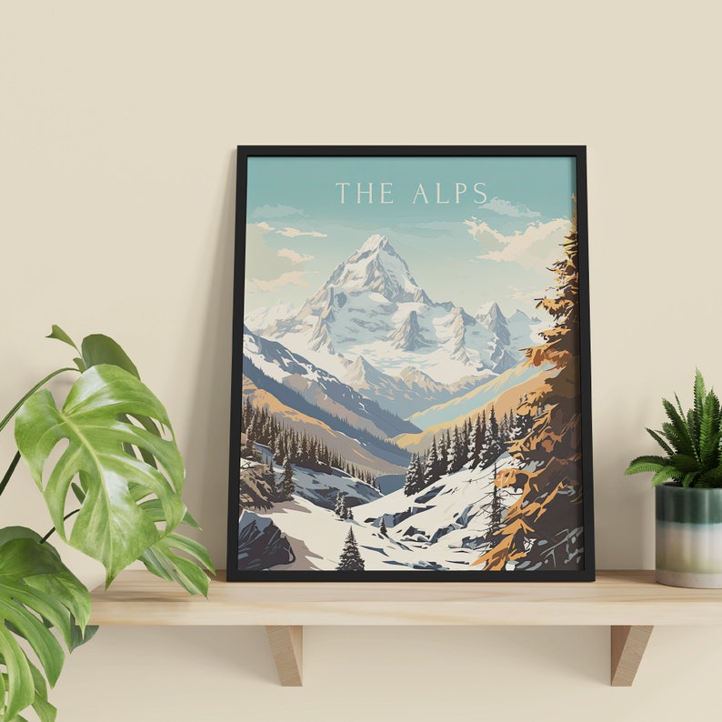 Alps Travel Print, Alps Poster, Wall Art, Austria Vintage Poster ...