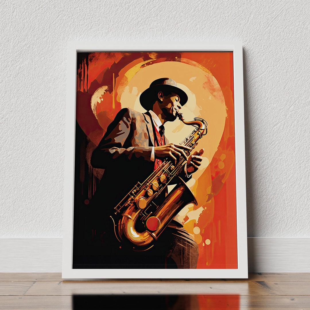 Saxophone Poster, Jazz Player Poster, Retro Music Poster, Blues Music ...
