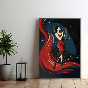 Saxophone Poster, Vintage Music Poster, Woman Saxophone Poster, Jazz ...