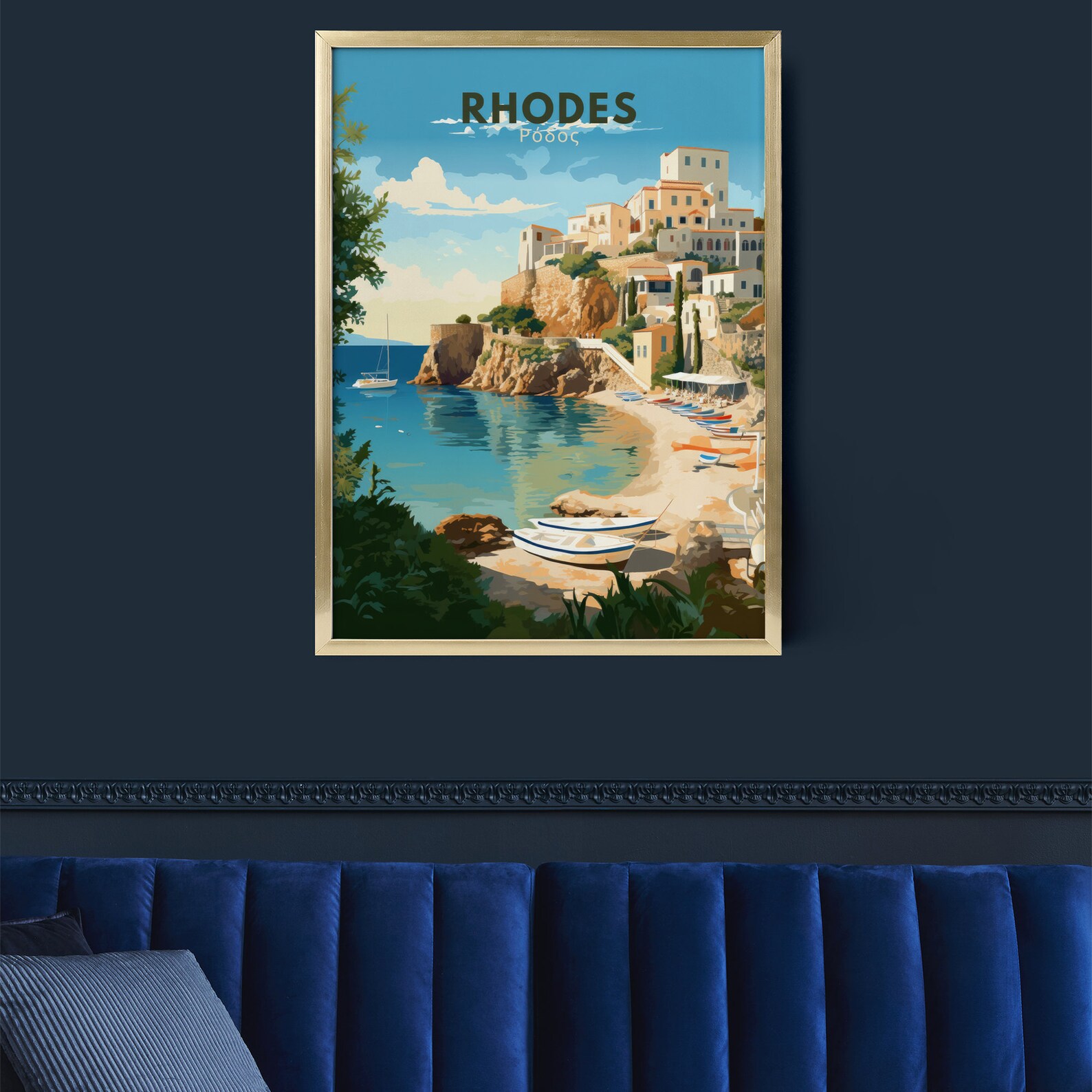 Rhodes Greece Print, Rhodes Print, Rhodes Painting, Rhodes Greece Wall ...