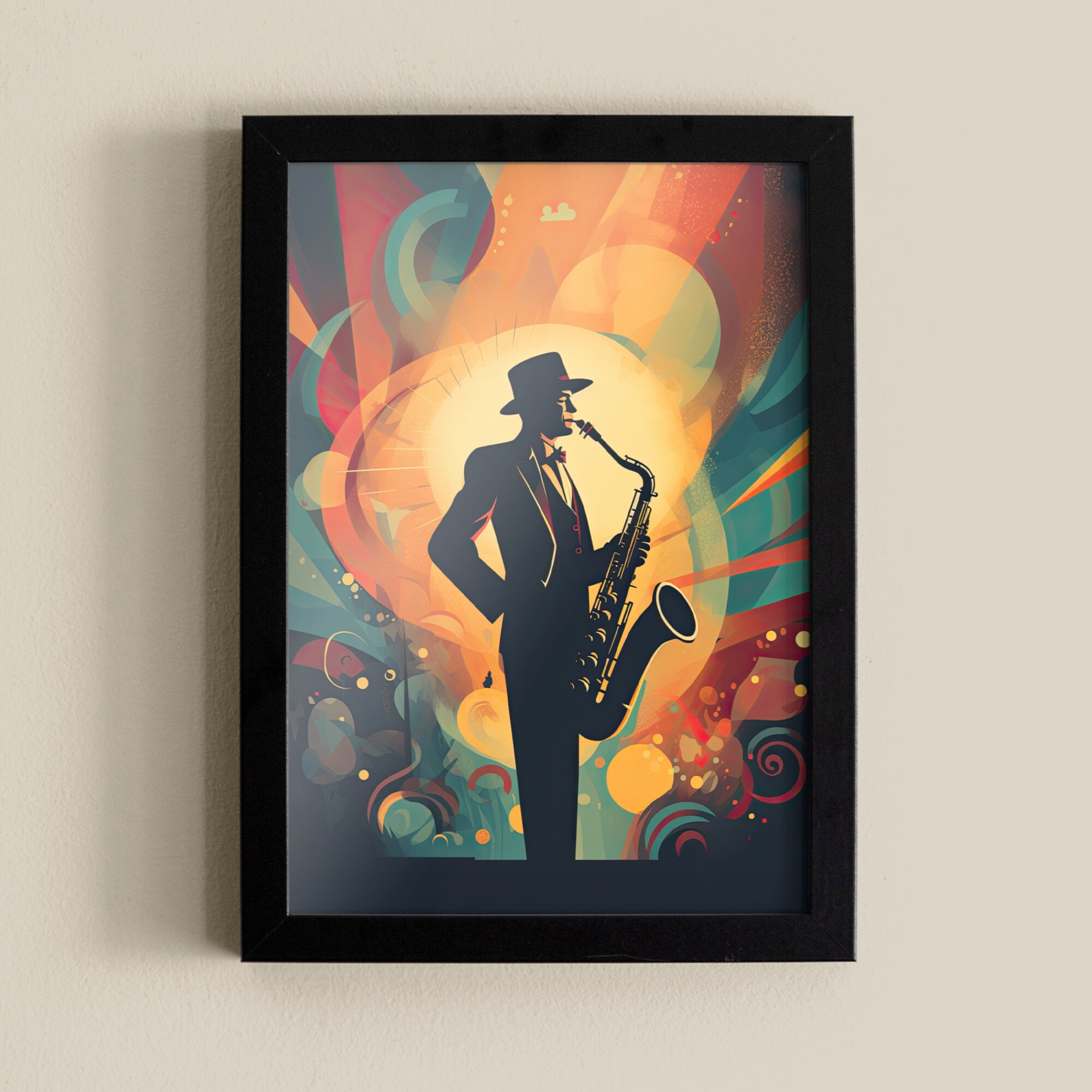 Saxophone Poster, Jazz Player Poster, Retro Music Poster, Blues Music ...