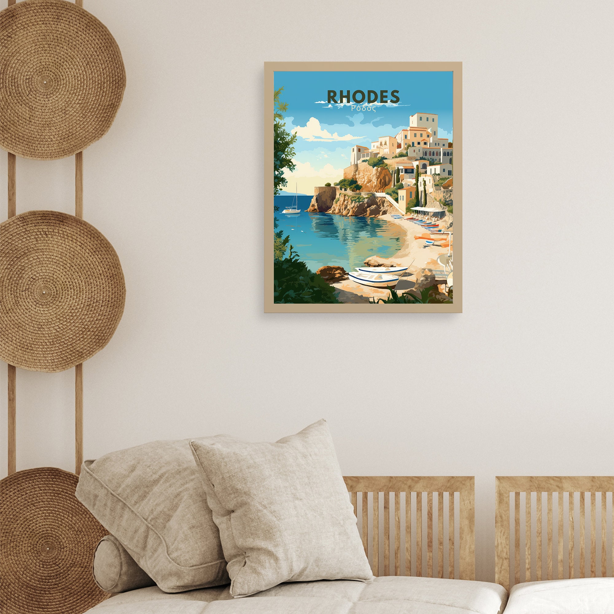 Rhodes Greece Print, Rhodes Print, Rhodes Painting, Rhodes Greece Wall ...