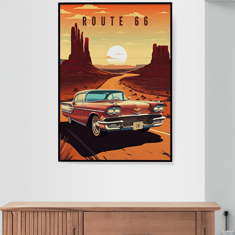 Route 66 Art Print, Route 66, Route 66 Poster, Travel Poster, Download ...