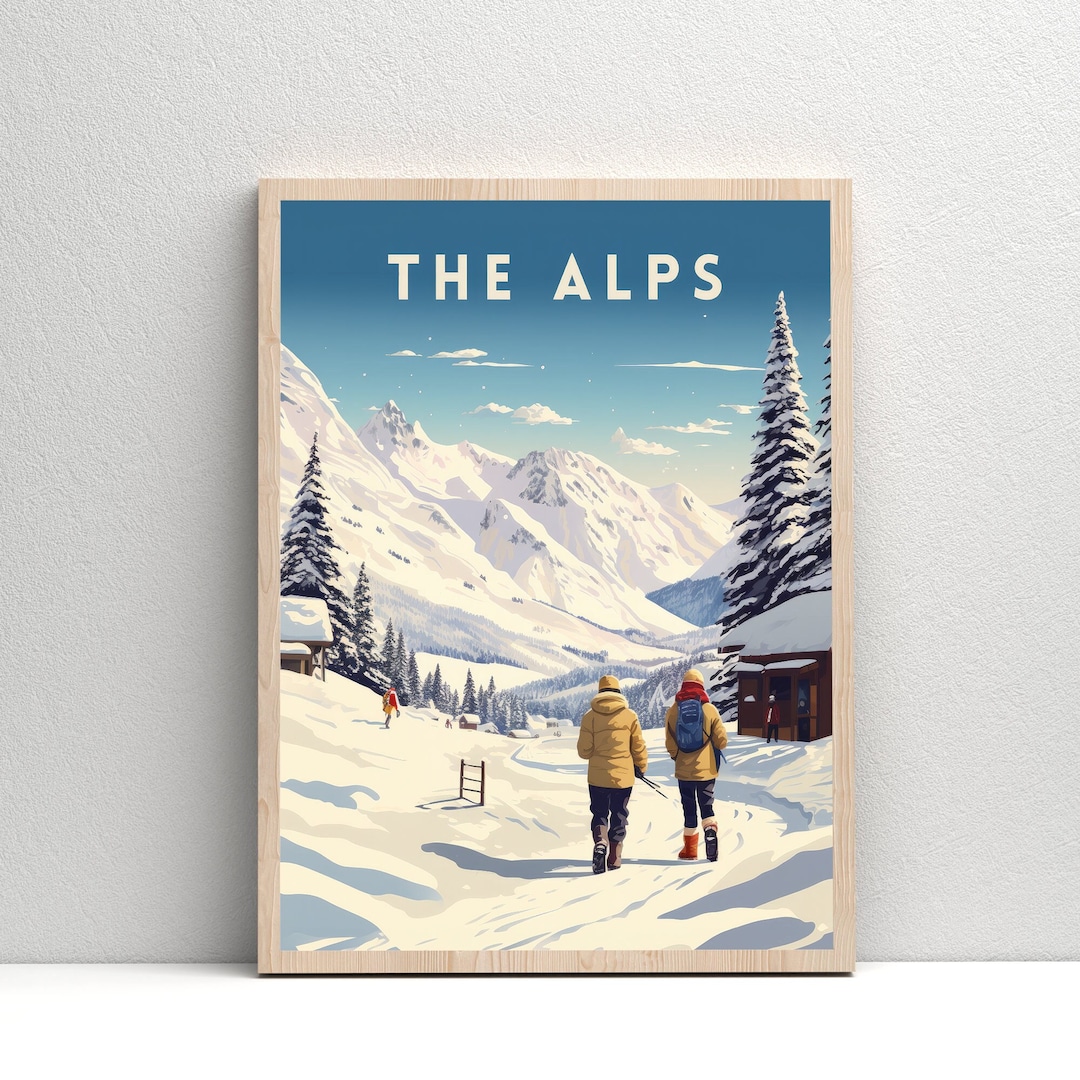 Alps Travel Print, Alps Poster, Wall Art, Austria Vintage Poster ...