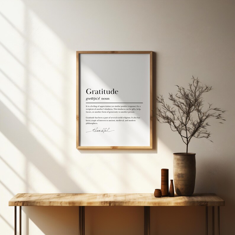 Gratitude Definition Print, Gratitude Printable, Grateful Wall Art ...