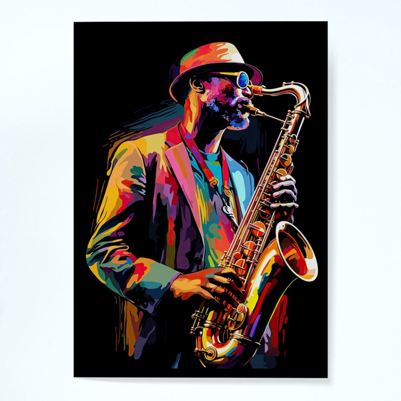 Retro Saxophone Poster - Retro Music Decor, Jazz Poster, Saxophone ...