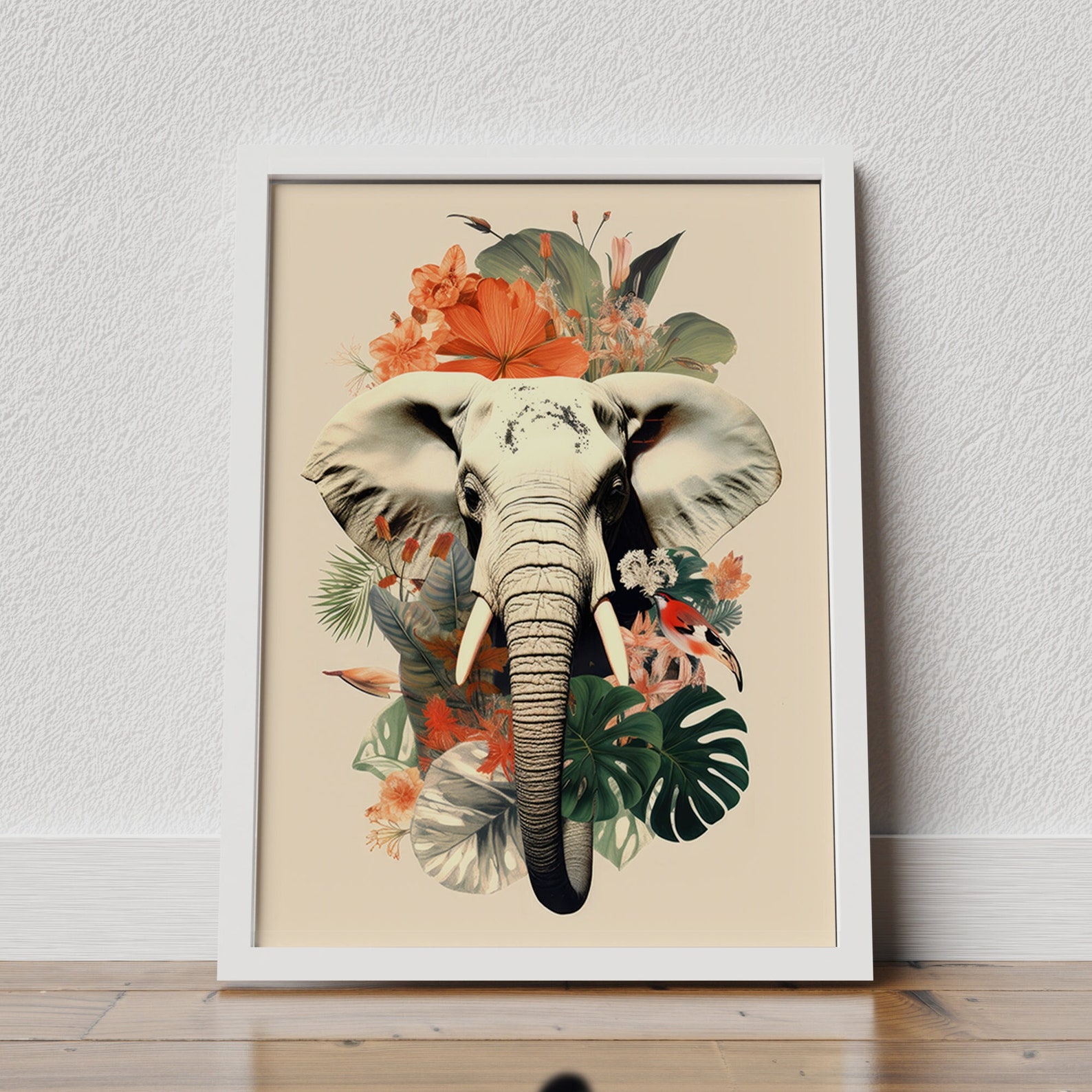 Elephant With Flowers, Poster Collage, Elephant Poster, Abstract ...