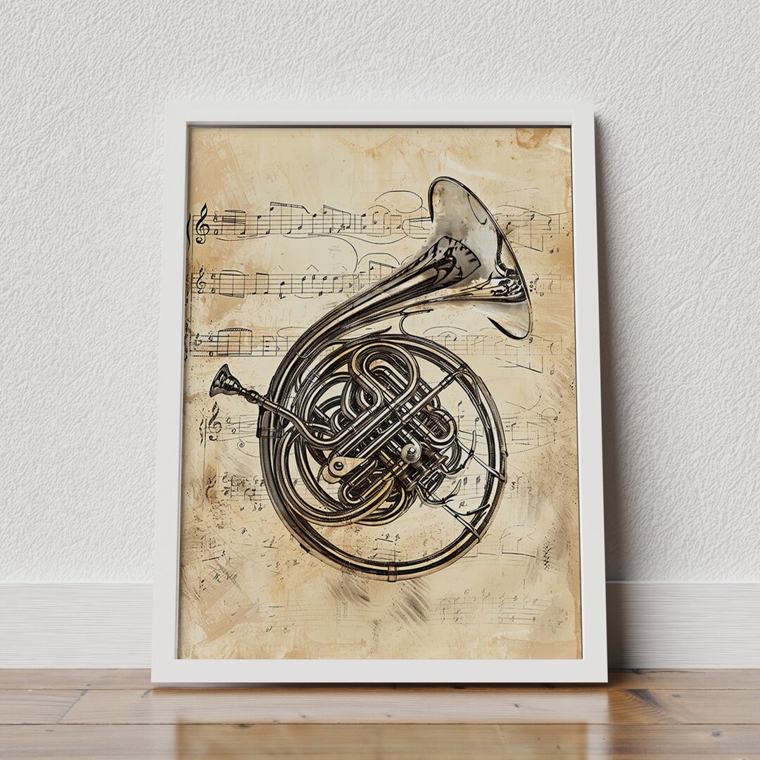 French Horn Poster, French Horn Player Gift, French Horn Instrument ...