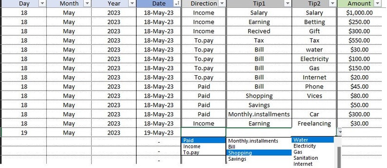 Saving Money, Excel Budget, Money Tracker, Dark Digital Planner, Excel ...