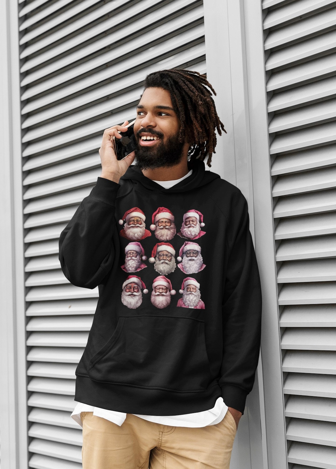 Black Santa Sweater Christmas Sweater Xmas Sweater Christmas - Etsy