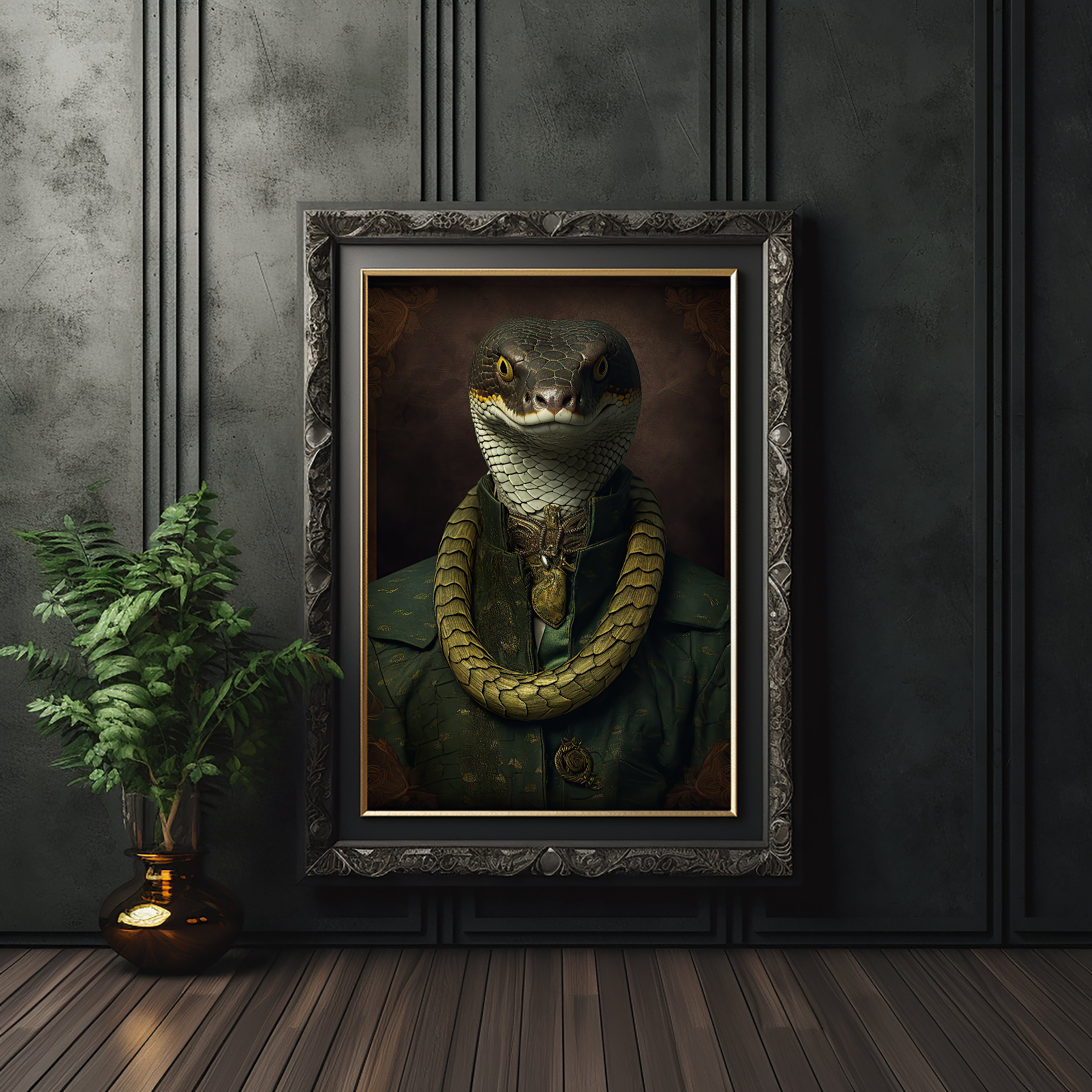 Snake Vintage Portrait, Pet Painting, Renaissance Animal Portrait ...