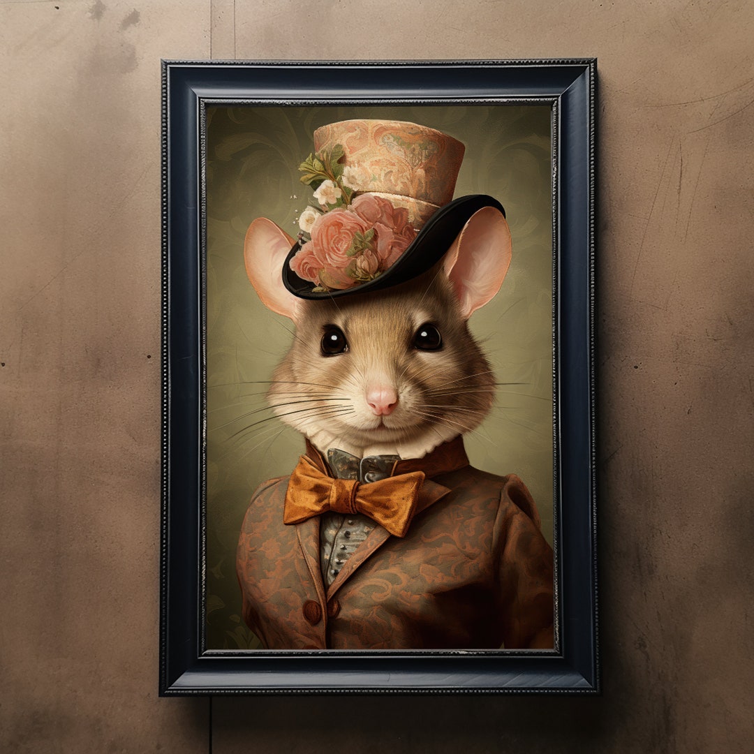 Mouse Vintage Portrait, Pet Painting, Victorian Animal Portrait, Animal ...