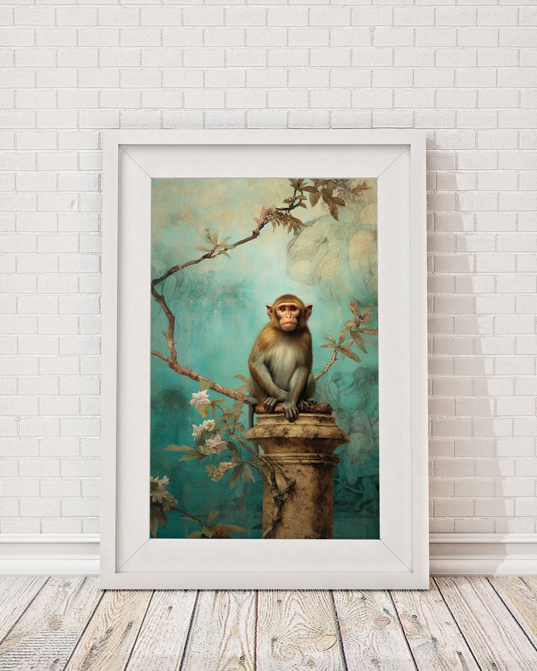 Monkey, Jungle Wall Art, Printable Poster, Chinoiserie, Digital ...