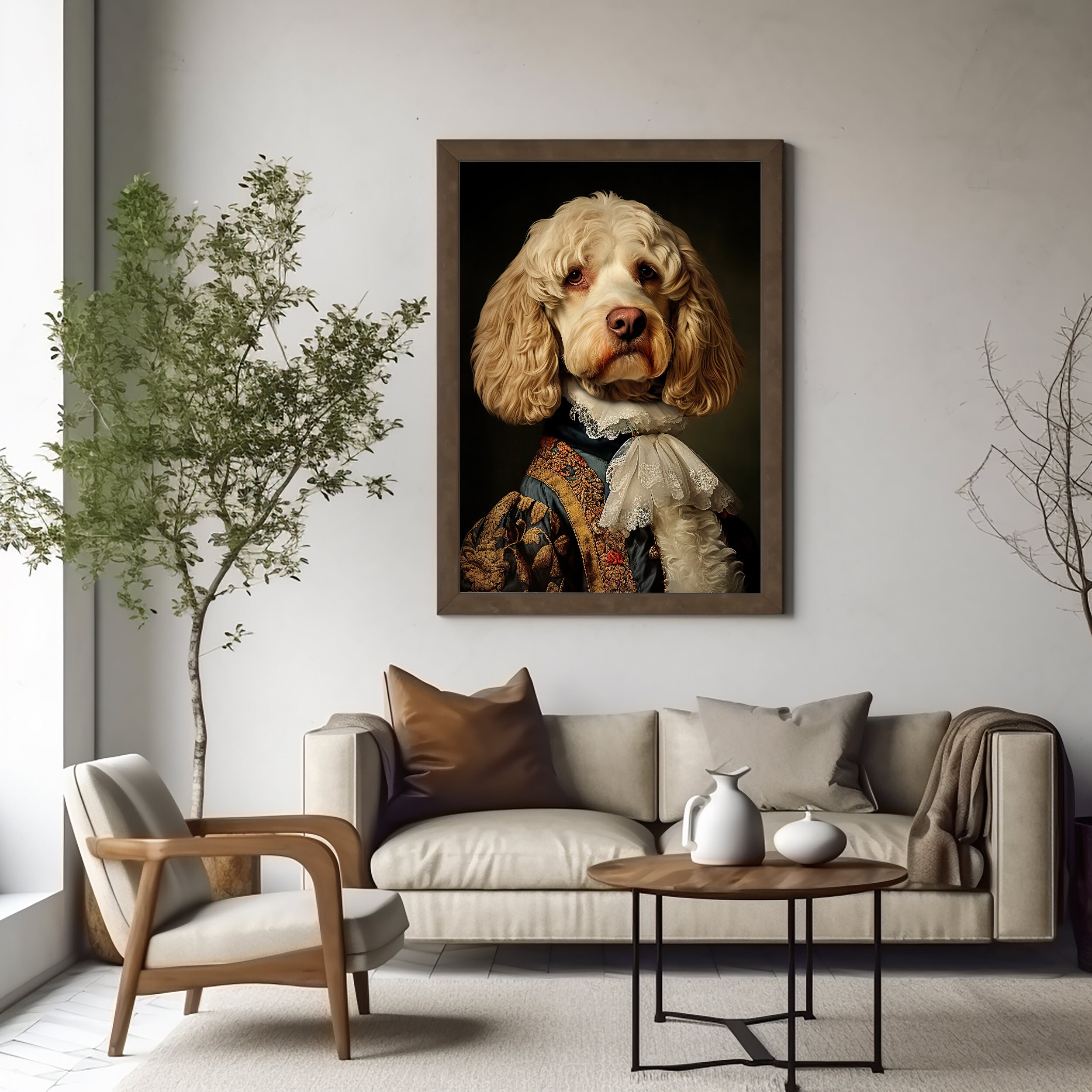 Cockapoo Vintage Portrait, Pet Painting, Renaissance Animal Portrait ...