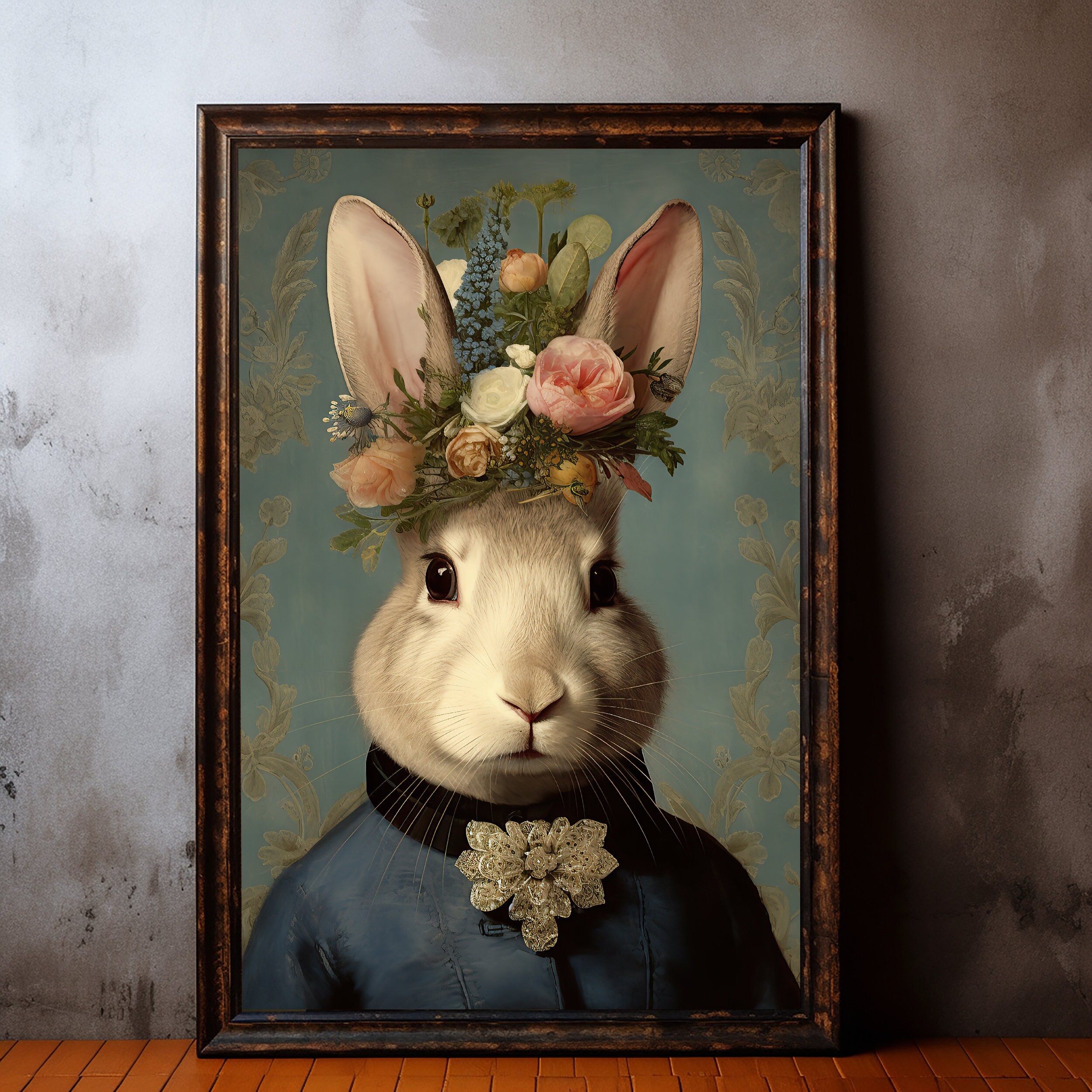 Rabbit Renaissance Portrait: Vintage Animal Art Print (digital Download ...