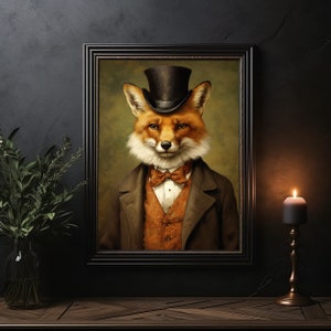 Gentleman Fox Portrait: Vintage Animal Art Print (digital Download) - Etsy