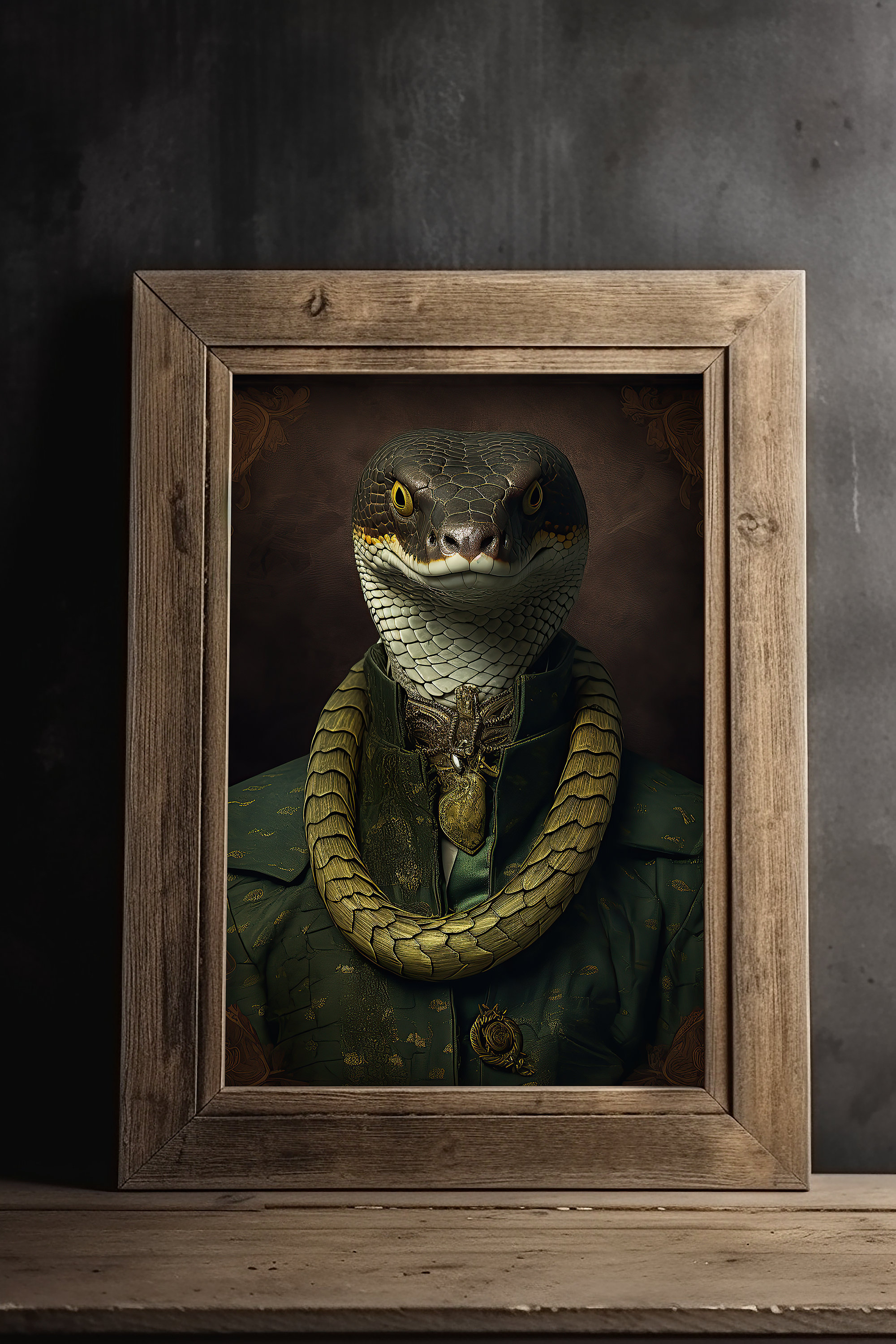 Snake Vintage Portrait, Pet Painting, Renaissance Animal Portrait ...