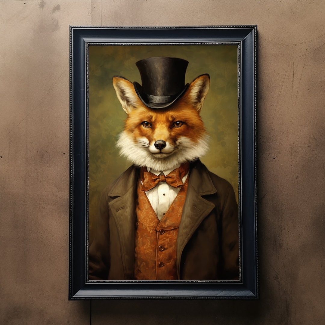 Gentleman Fox Portrait: Vintage Animal Art Print (digital Download) - Etsy