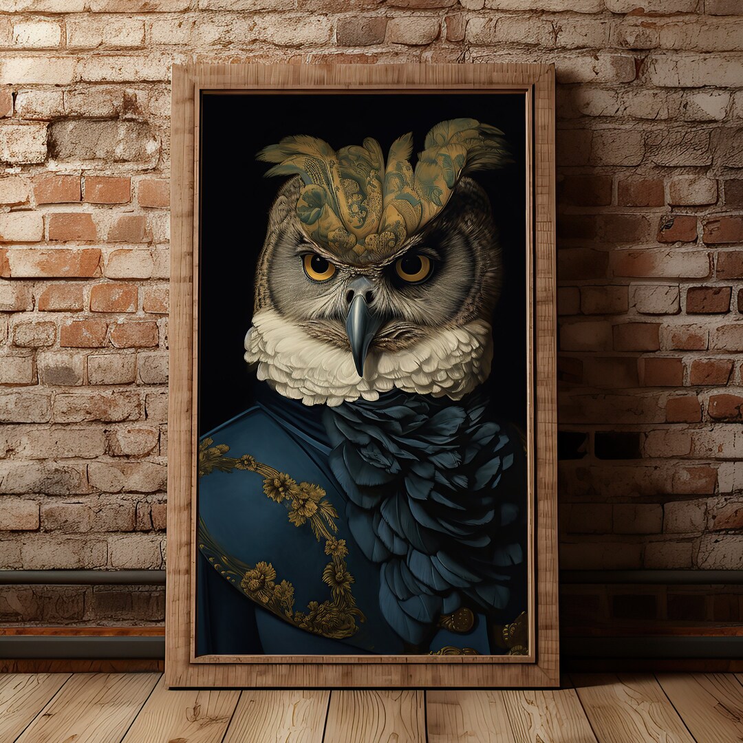 Renaissance Owl Portrait: Regal Animal Art Print (digital Download) - Etsy