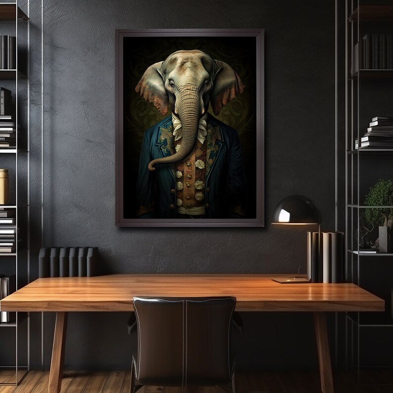 Vintage Elephant Portrait: Renaissance Animal Art Print (digital ...