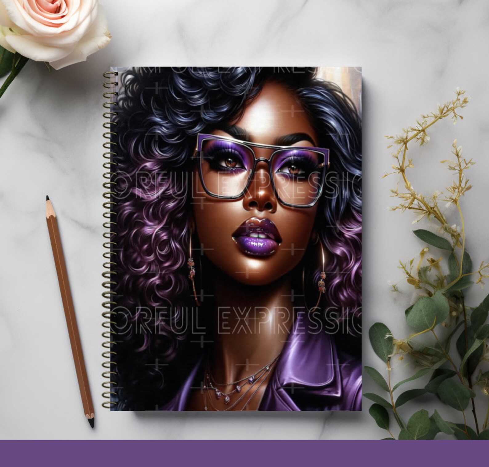 Black Girl Magic Journal Cover, Stunning Melanin Artwork, DIY Planner ...